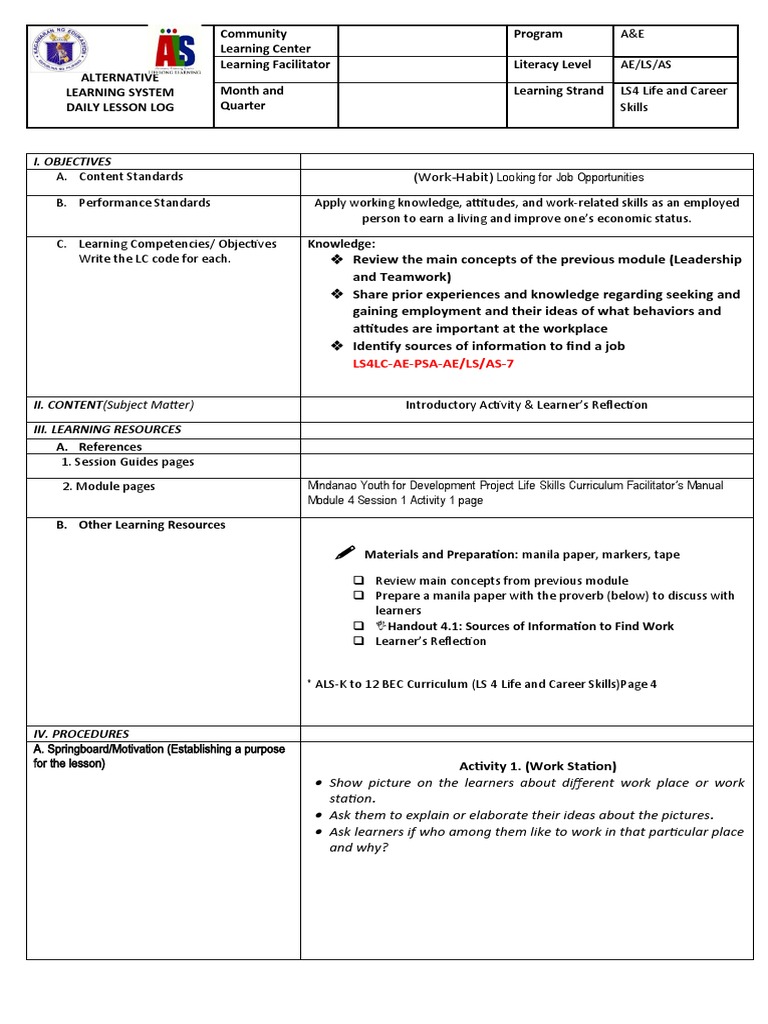 DLL MyDevModule4 Session 1 Activity 1 | Download Free PDF | Learning | Information