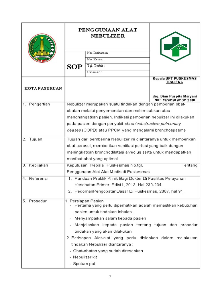 SOP Penggunaan Alat Nebulizer | PDF