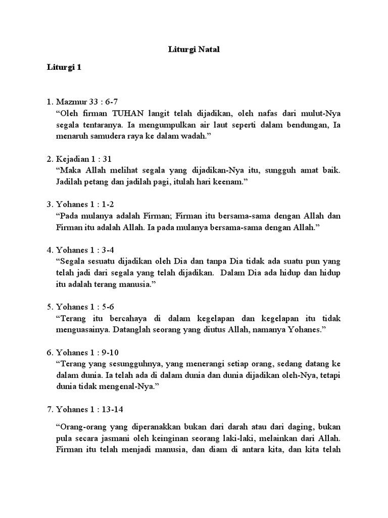 Liturgi Natal untuk Jemaat Kristen | PDF