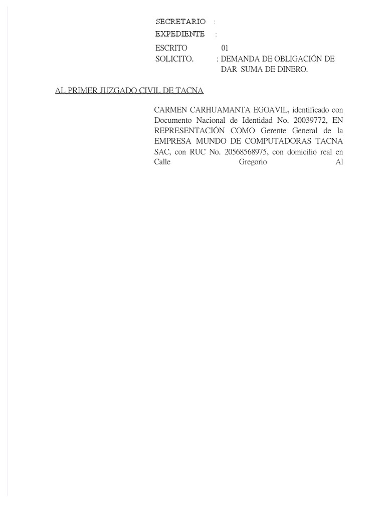 Demanda por Devolución de S/. 470,000 | PDF