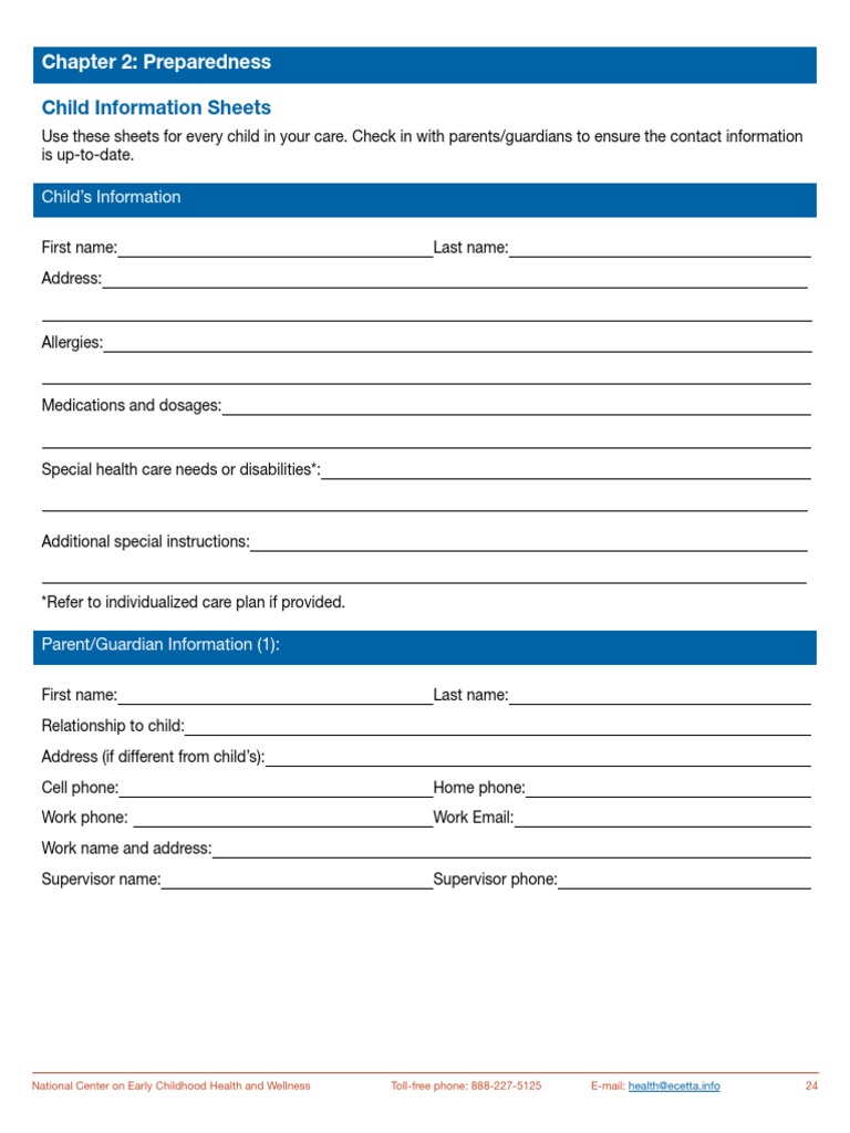 Child Information Sheet Template | PDF | Parent | Pediatrics