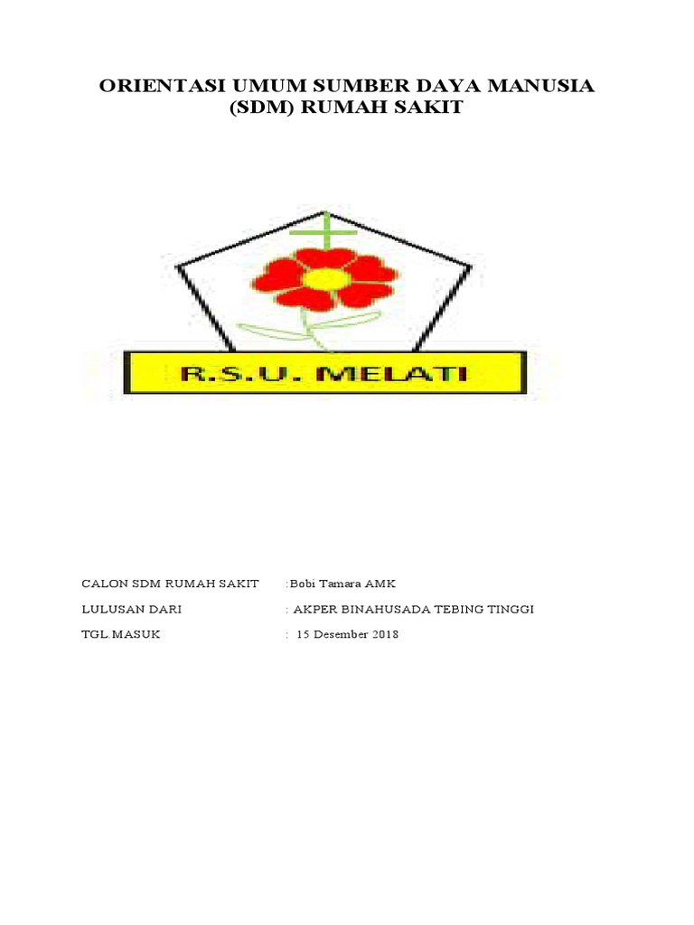 Orientasi Umum Sumber Daya Manusia (SDM) Rumah Sakit | PDF