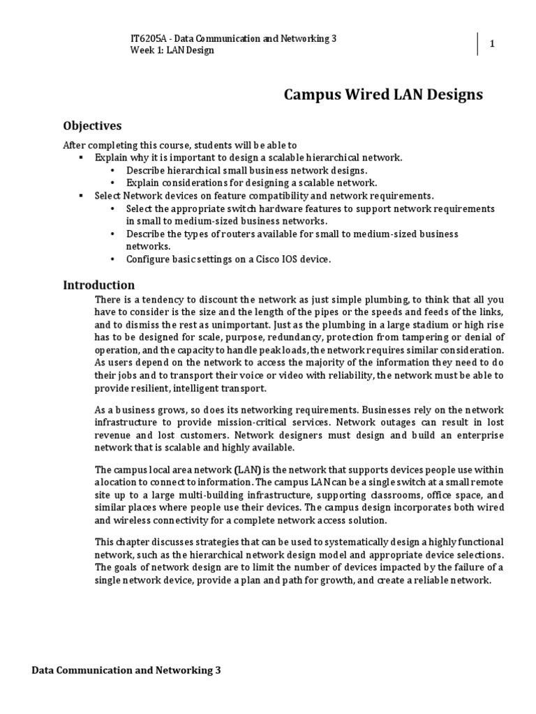 Week 1 - LAN Design Module PDF | PDF | Computer Network | Network Switch