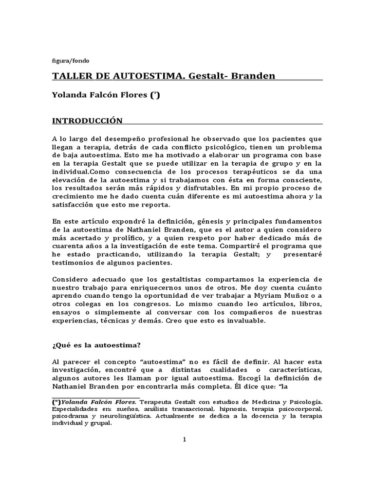 05. Taller de autoestima Autor Yolanda Falcón Flores | PDF