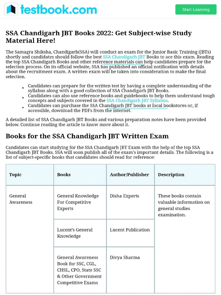 JBT Books Subject-Wise Study Material | PDF