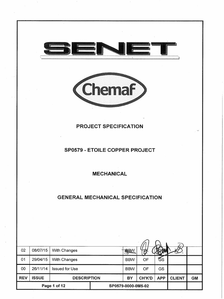 SP0579-0000-0M5-02 Rev 02 General Mechanical Specification | PDF