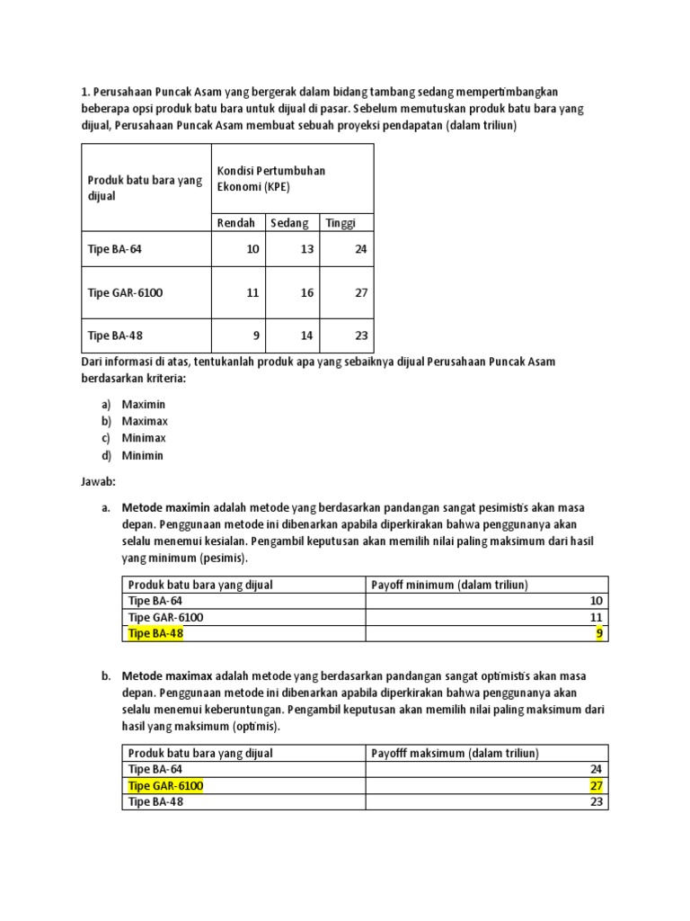 Tugas 1 Teori Pembuatan Keputusan Pdf
