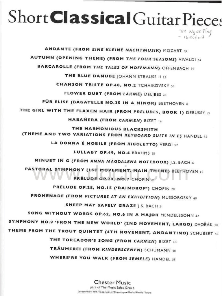 25 Short Classical Guitar Pieces | PDF