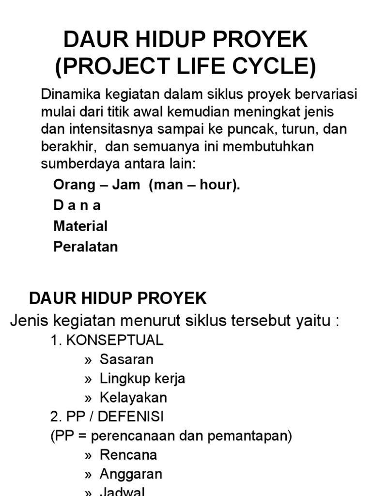 Pertemuan 2 Siklus Hidup Proyek Pdf 