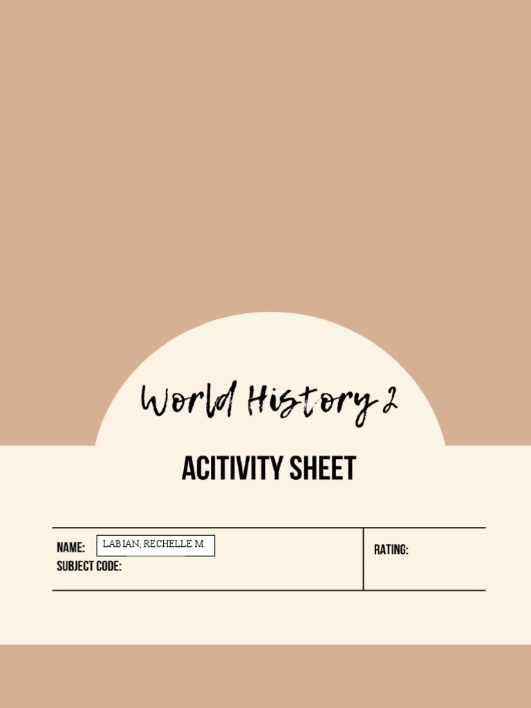 Activity Sheet World History 2 | PDF