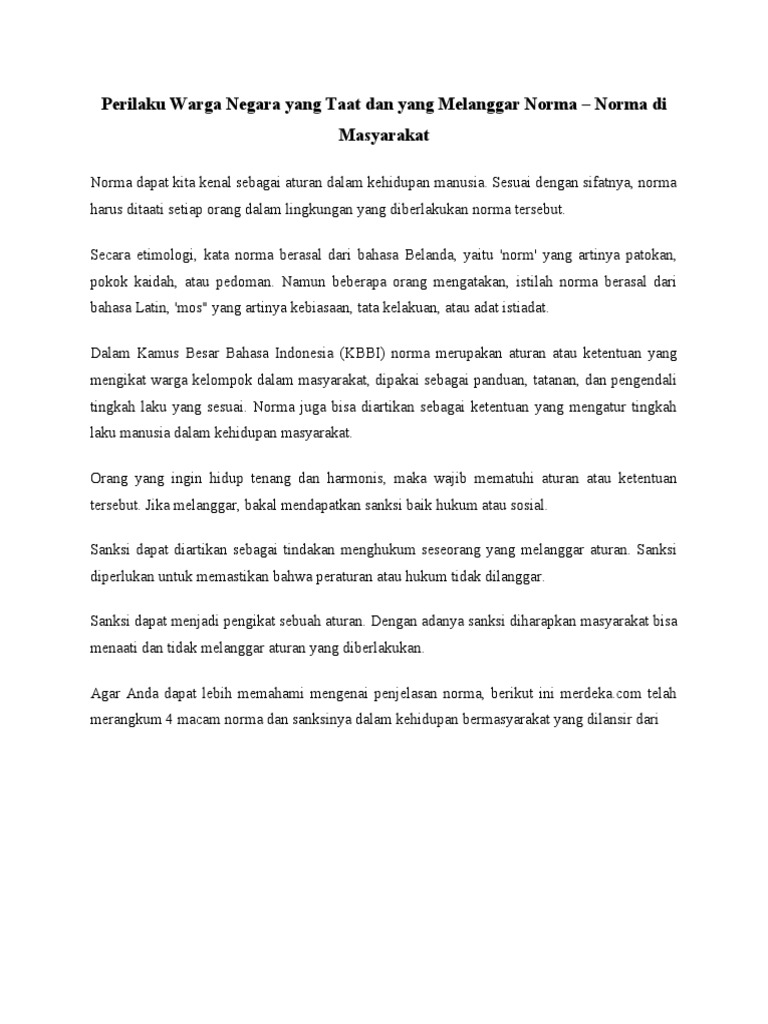 Perilaku Warga Negara dan Norma Masyarakat | PDF
