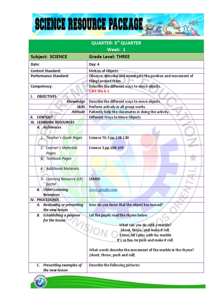 DLP SCIENCE W1Day4 | PDF | Language Arts & Discipline