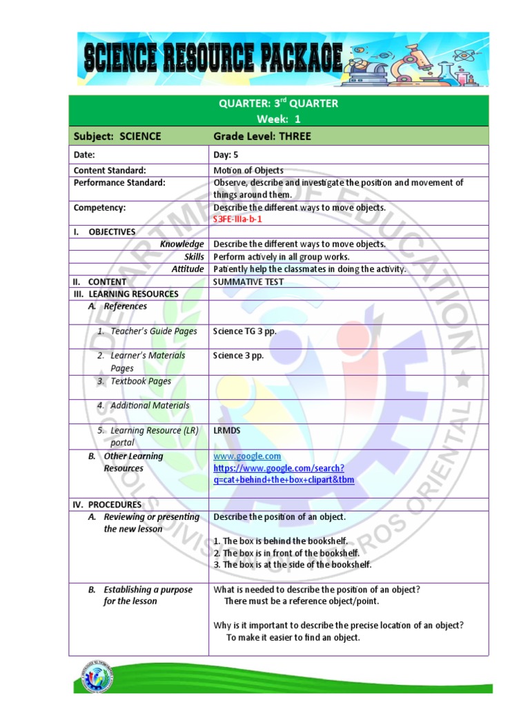 DLP SCIENCE W1Day5 | PDF | Learning | Science