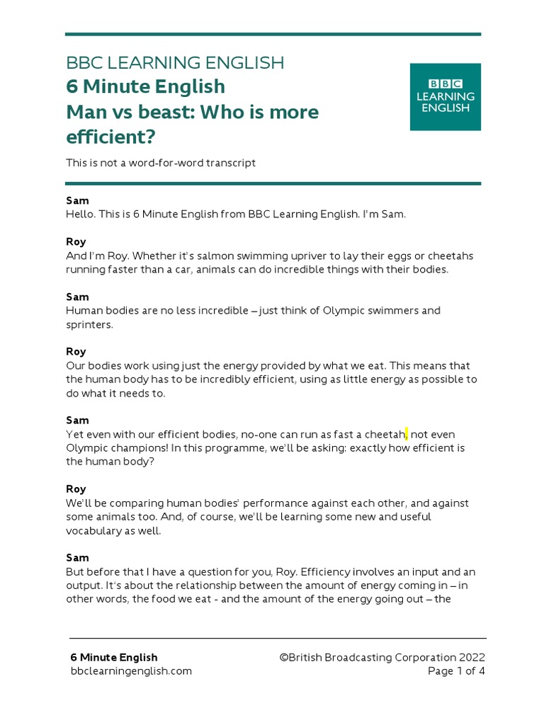 6min English Man Vs Beast | PDF | Science & Mathematics | Lifestyle