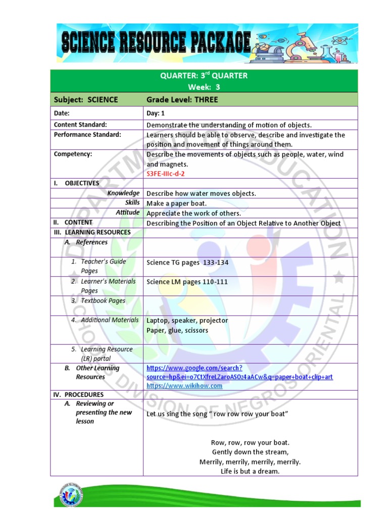 Dlp Science W3day1 Pdf Learning Buoyancy