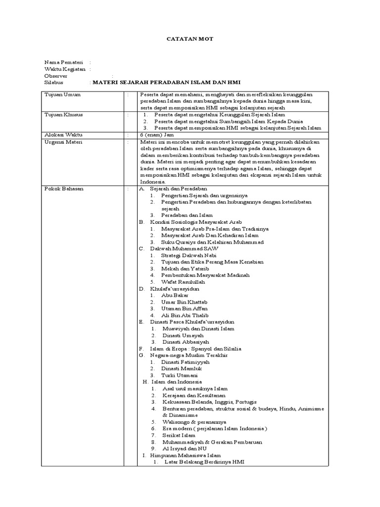 Catatan Mot | PDF