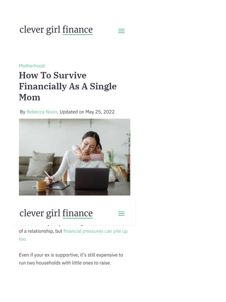 How To Survive Financially As A Single Mom Clever Girl Finance Pdf