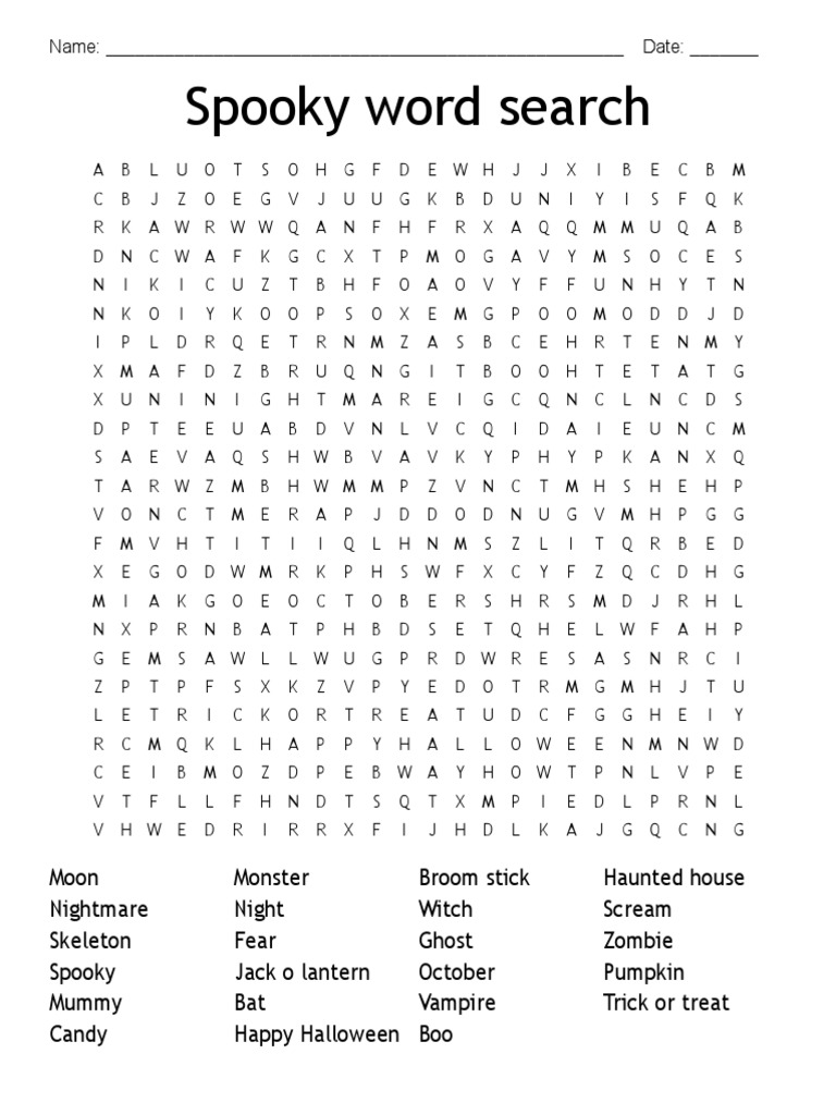 Spooky Word Search 29df8 616351ee | PDF