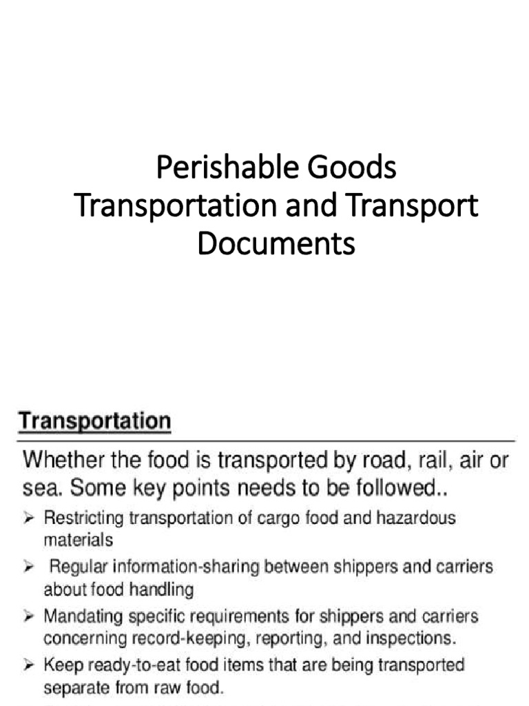 Perishable Good in Transportation Distribution Channel | PDF