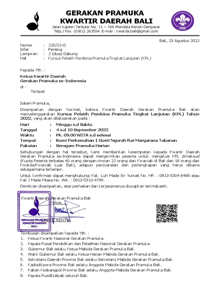 220-G KPL - Kwarda Se Indonesia | PDF