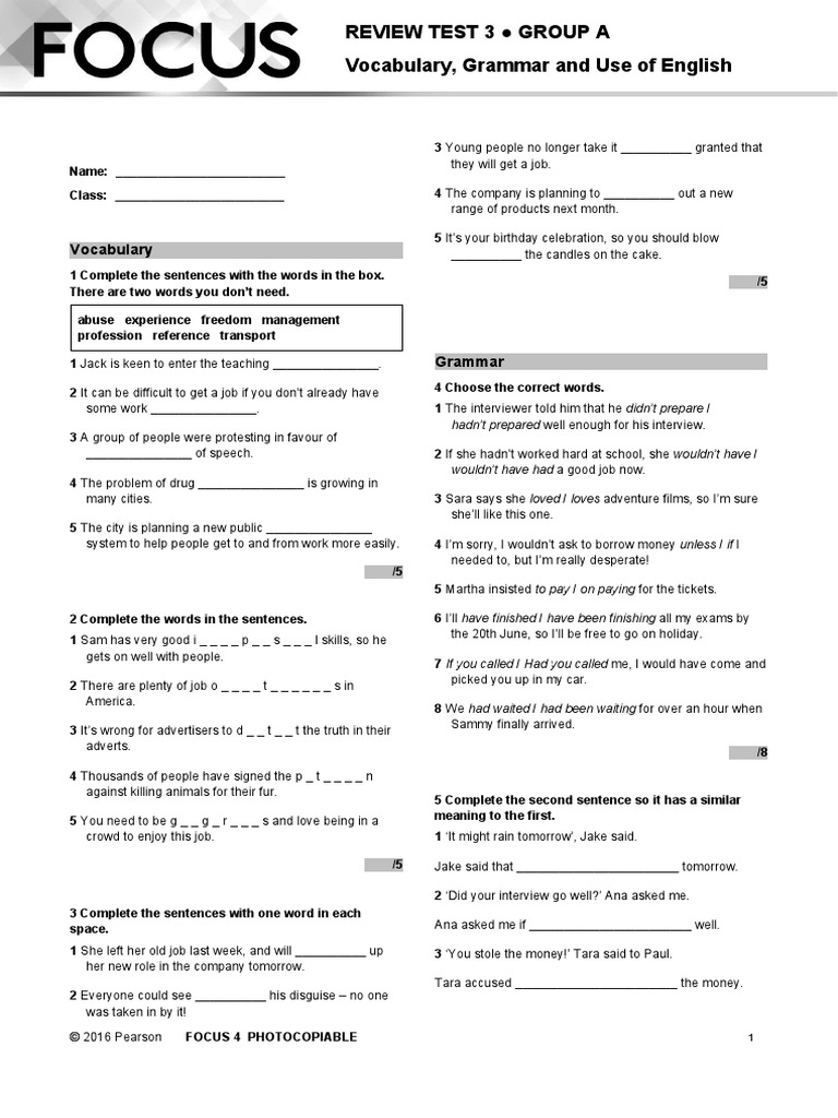 Review Test Unit 5&6 | PDF