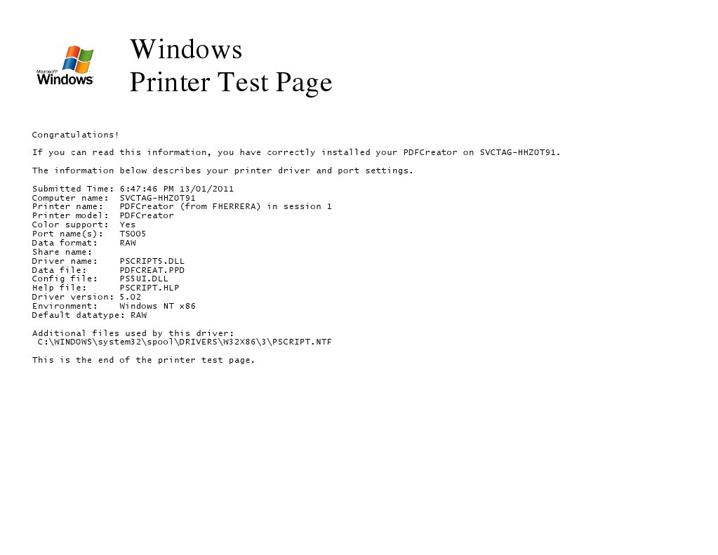 Windows Printer Test Page | PDF