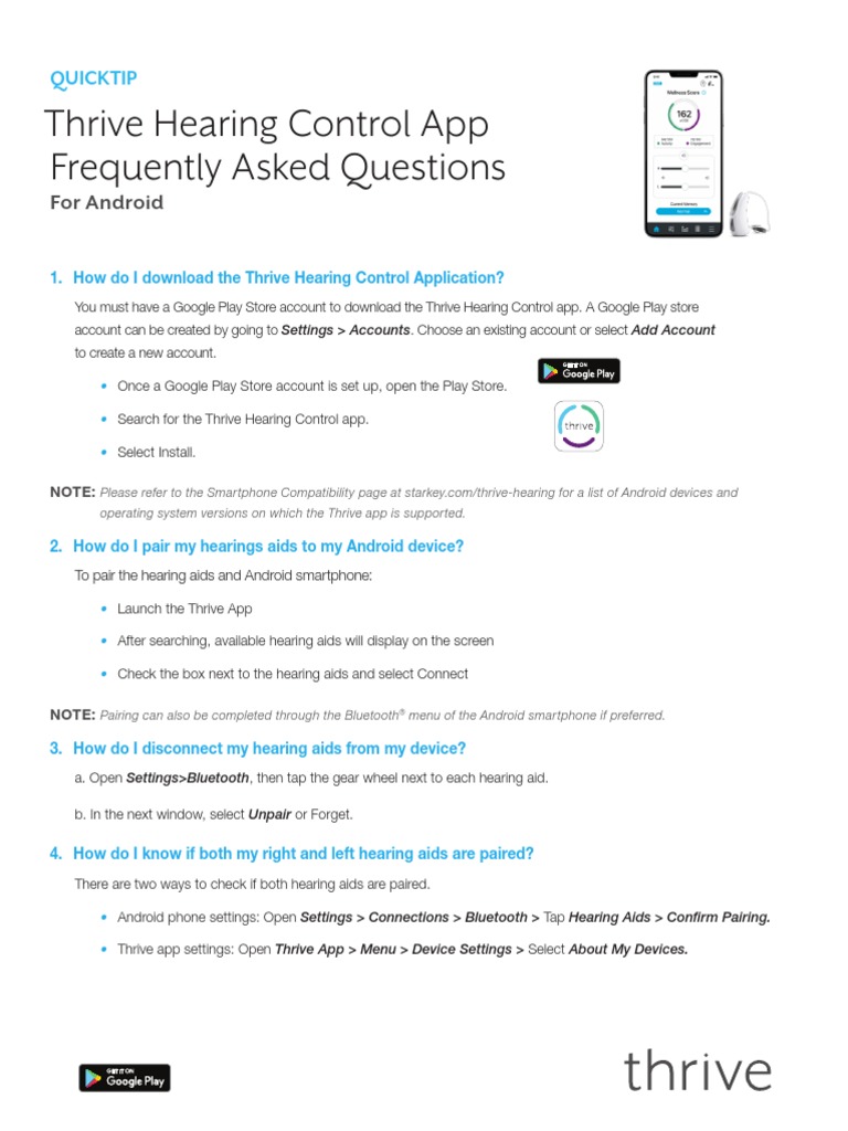 Thrive For Android Faq Pdf Android Operating System Mobile App