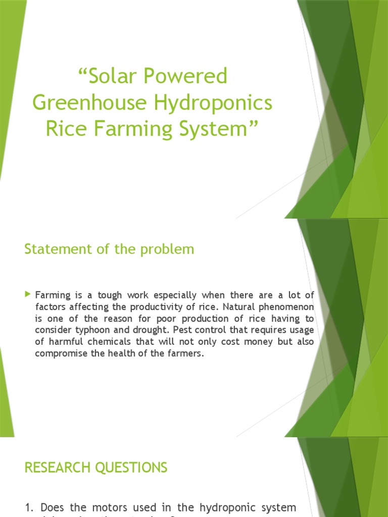 Solar Powered Greenhouse Hydroponics Rice Farming System | PDF ...