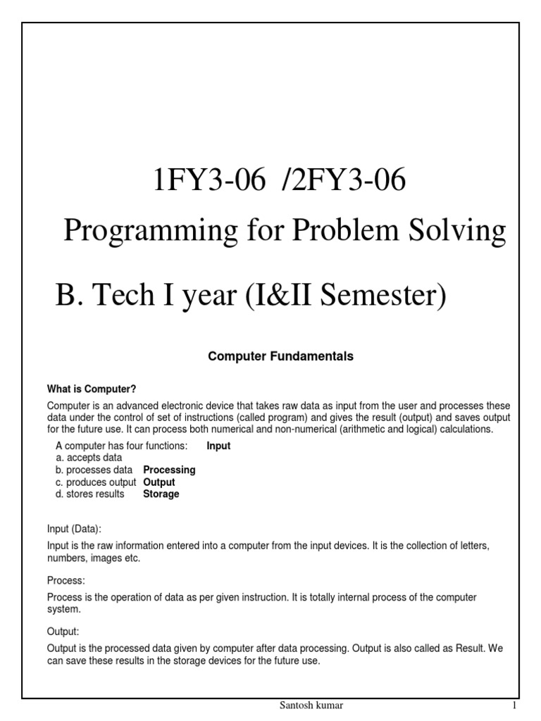PPS Complete Notes | PDF | Random Access Memory | Computer Memory