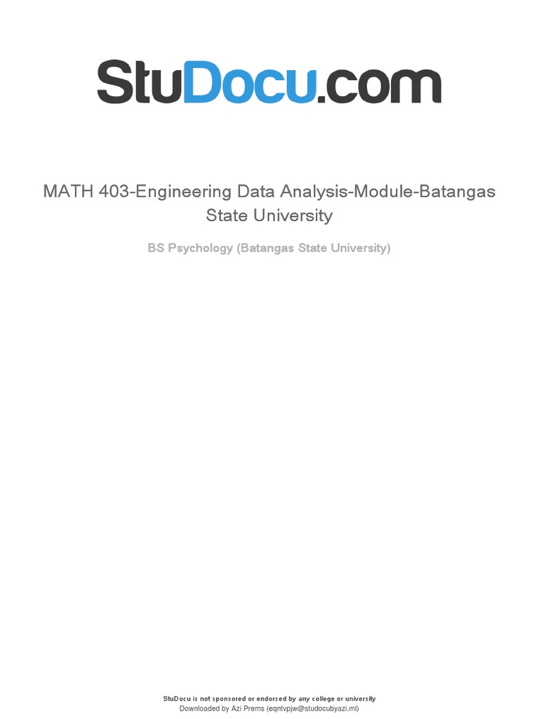 Math 403 Engineering Data Analysis Module | PDF | Probability Distribution | Sampling (Statistics)