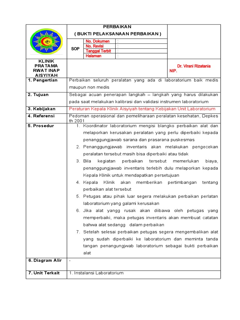 Prosedur Perbaikan Alat Laboratorium | PDF