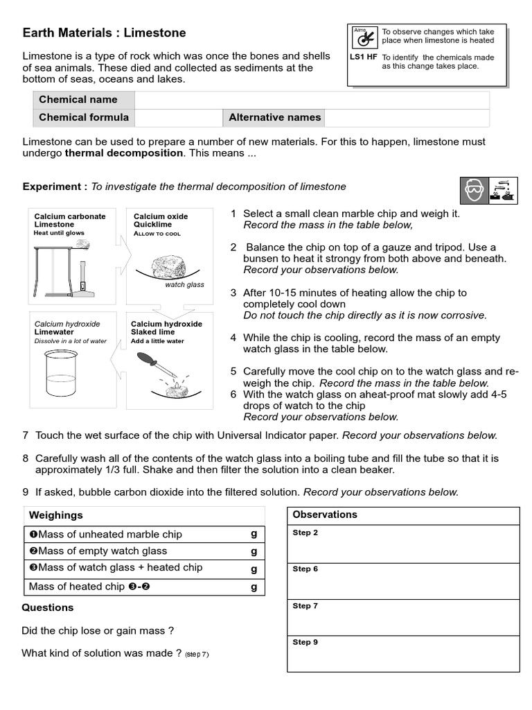 Thermal Decomposition of Limestone | PDF
