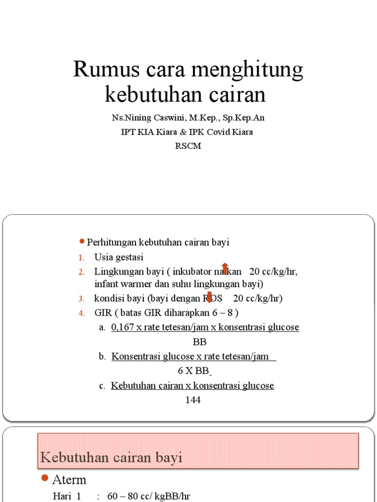 Rumus Dan Tehnik Hitung Kebutuhan Cairan Dan Balance Cairan | PDF