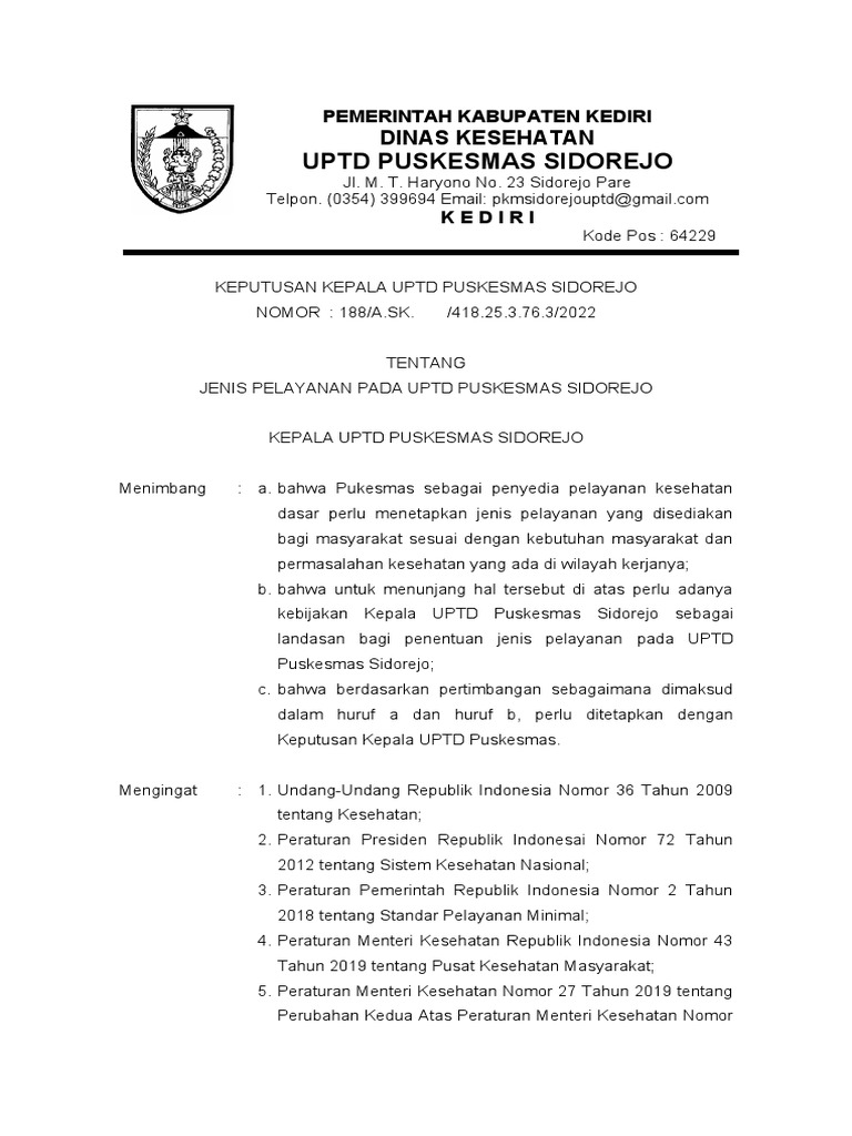 1.1.1. EP 2 SK Tentang Jenis Pelayanan | PDF