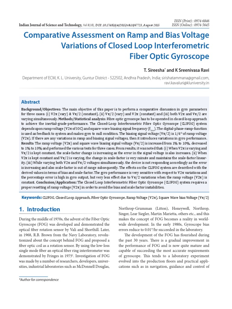 Analysis of the Effects of Ramp and Bias Voltage Variations on Performance Parameters of a ...