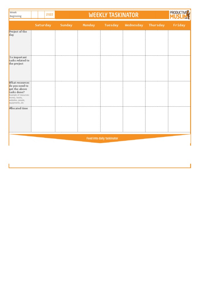 Weekly Project Planning Template | PDF