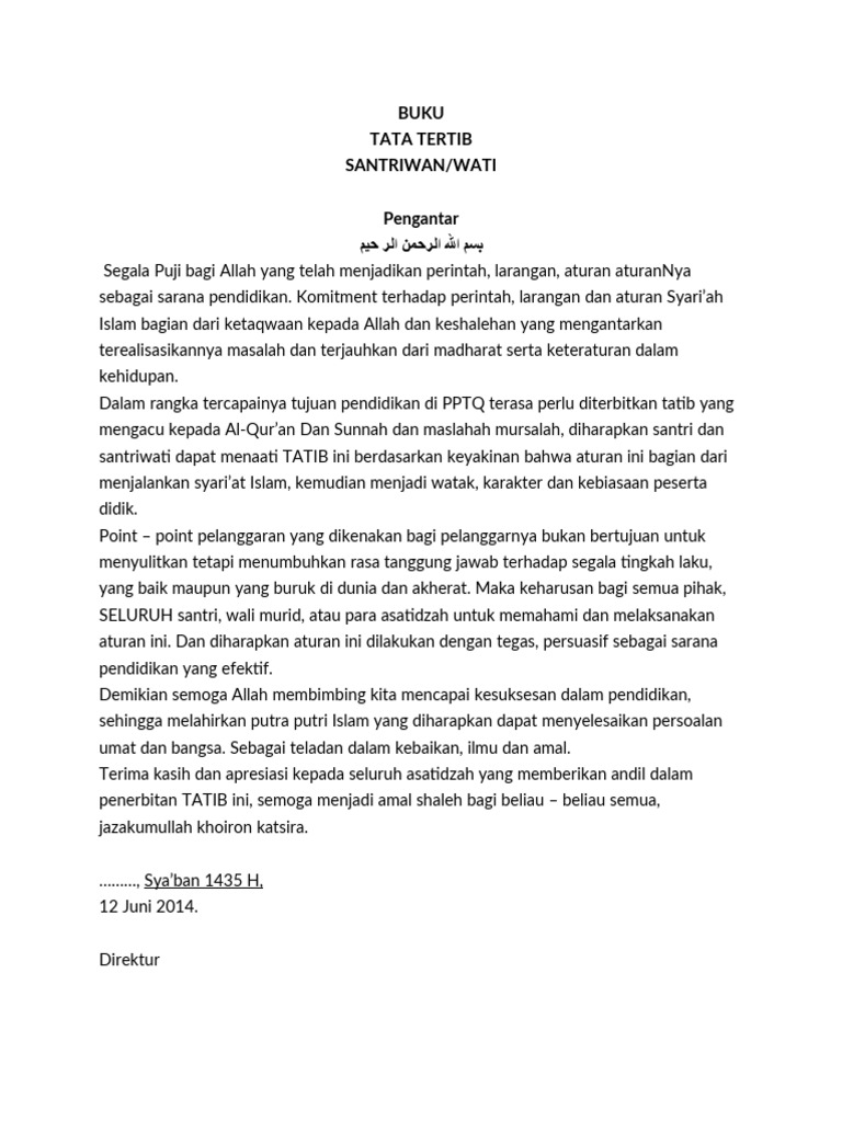 Contoh Tata Tertib Santri | PDF Contoh Tata Tertib Santri | PDF