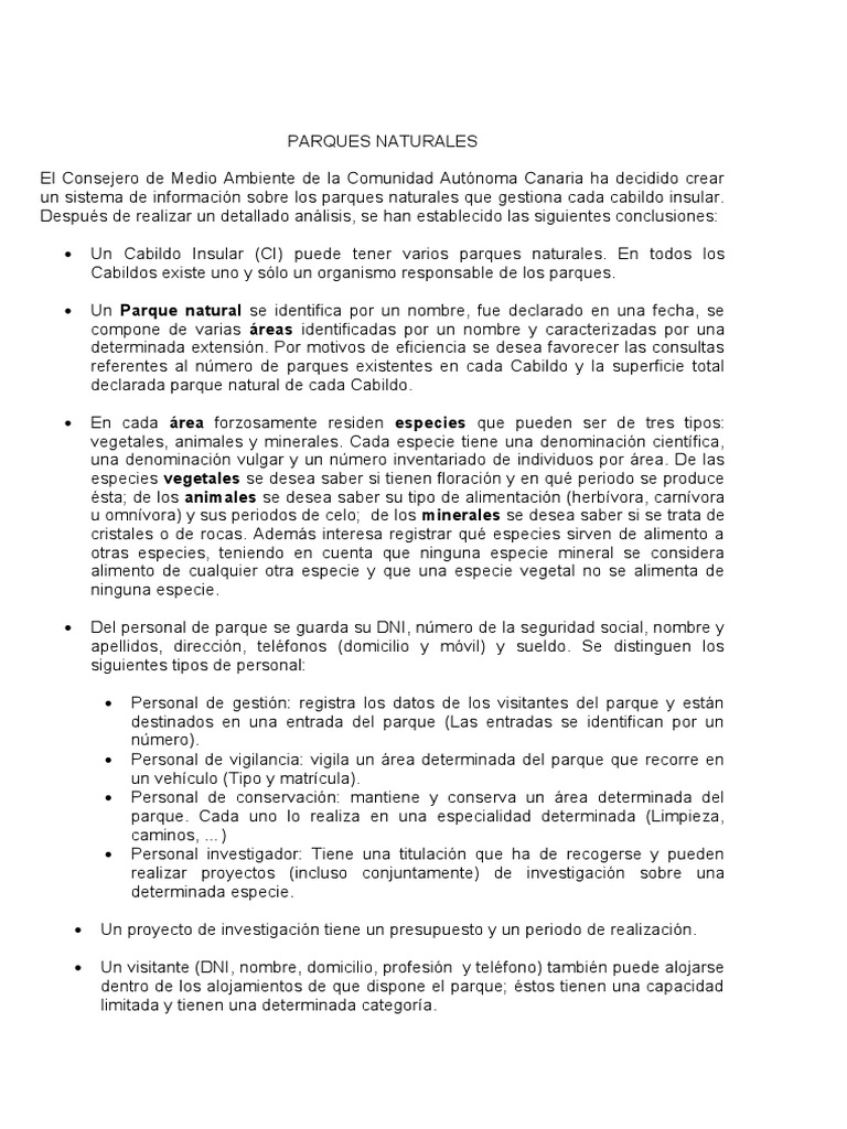Sistema de Información de Parques Naturales | PDF | Especies