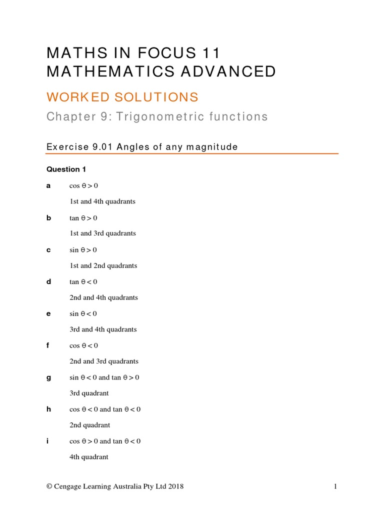 Ch9 Yr11 Trigonometric Functions | PDF | Trigonometric Functions | Geometry