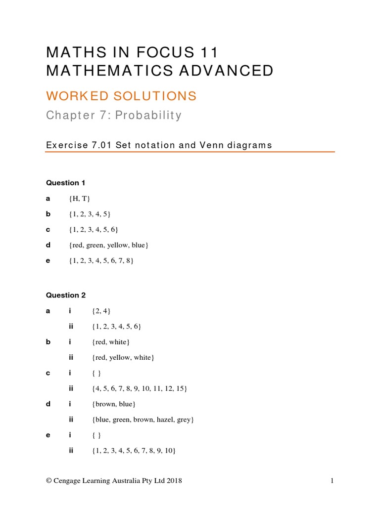 Maths in Focus Worked Solutions Yr 11 Adv Ch7 | PDF | Linguistics | Mathematics