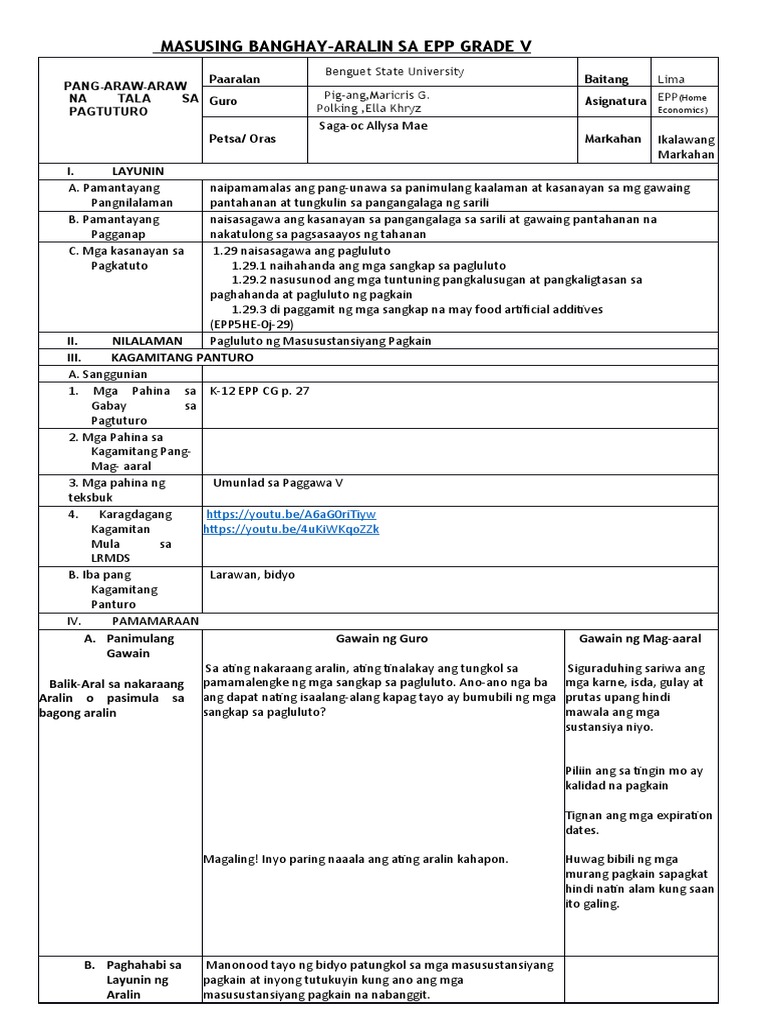 Banghay Aralin Sa EPP | PDF