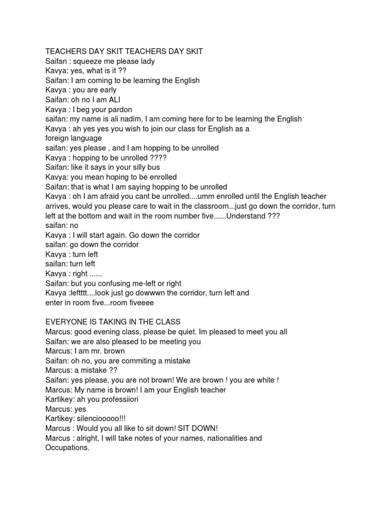 Teachers day skit (1) | PDF