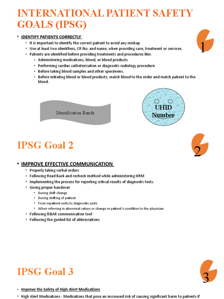 Patient Safety Goals | PDF | Patient | Patient Safety