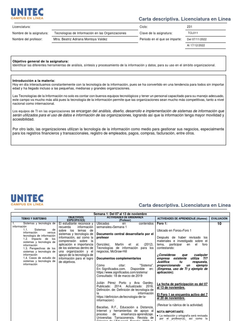 Carta Descriptiva | PDF | Evaluación | Internet