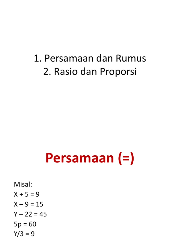 2 Persamaan, Rumus, Rasio, Proporsi MTK BISNIS | PDF