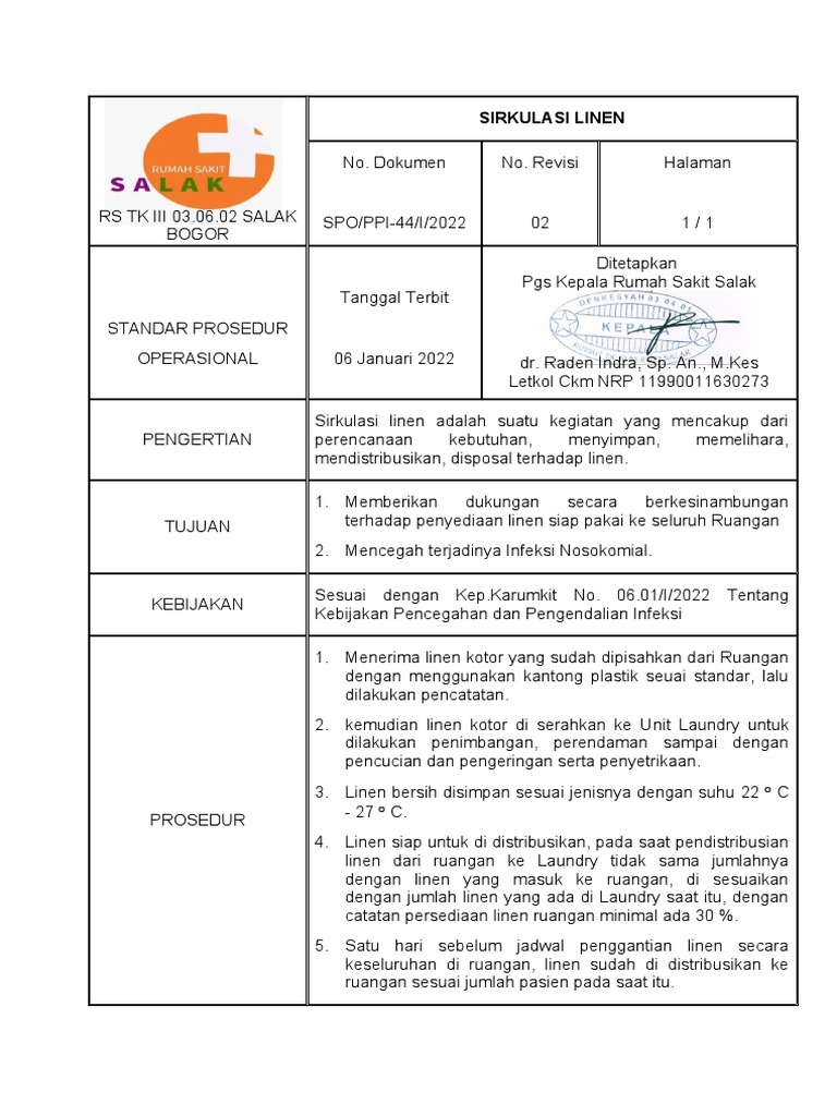 Spo Sirkulasi Linen | PDF