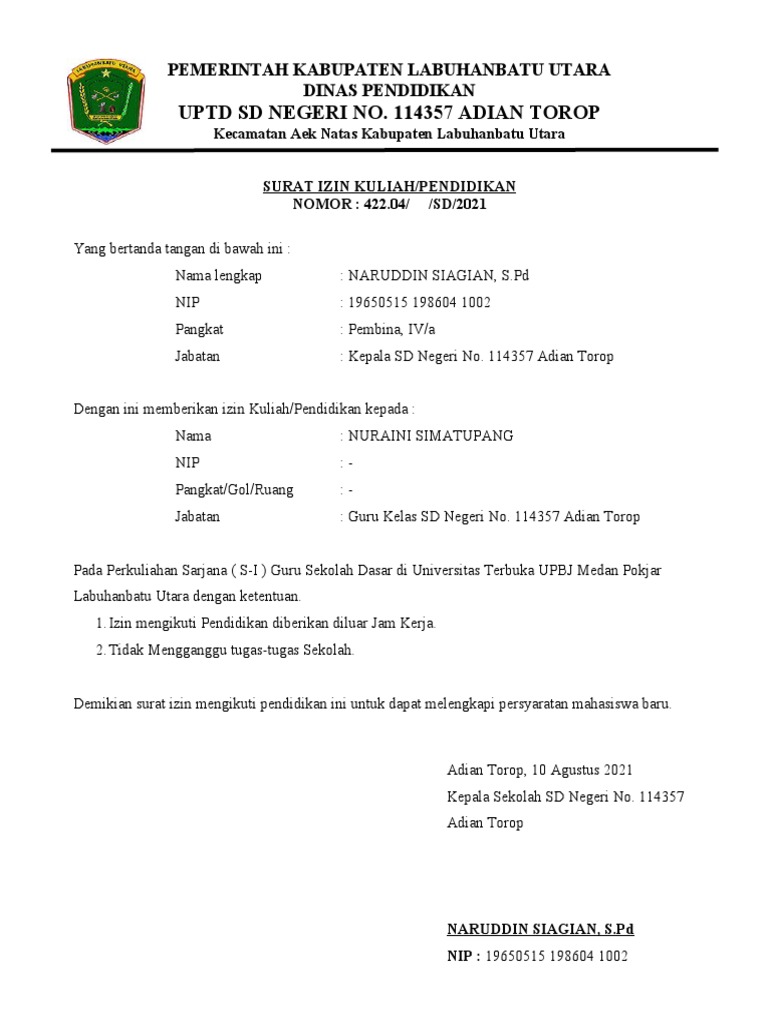 Surat Izin Kulia MANGERBANG | PDF