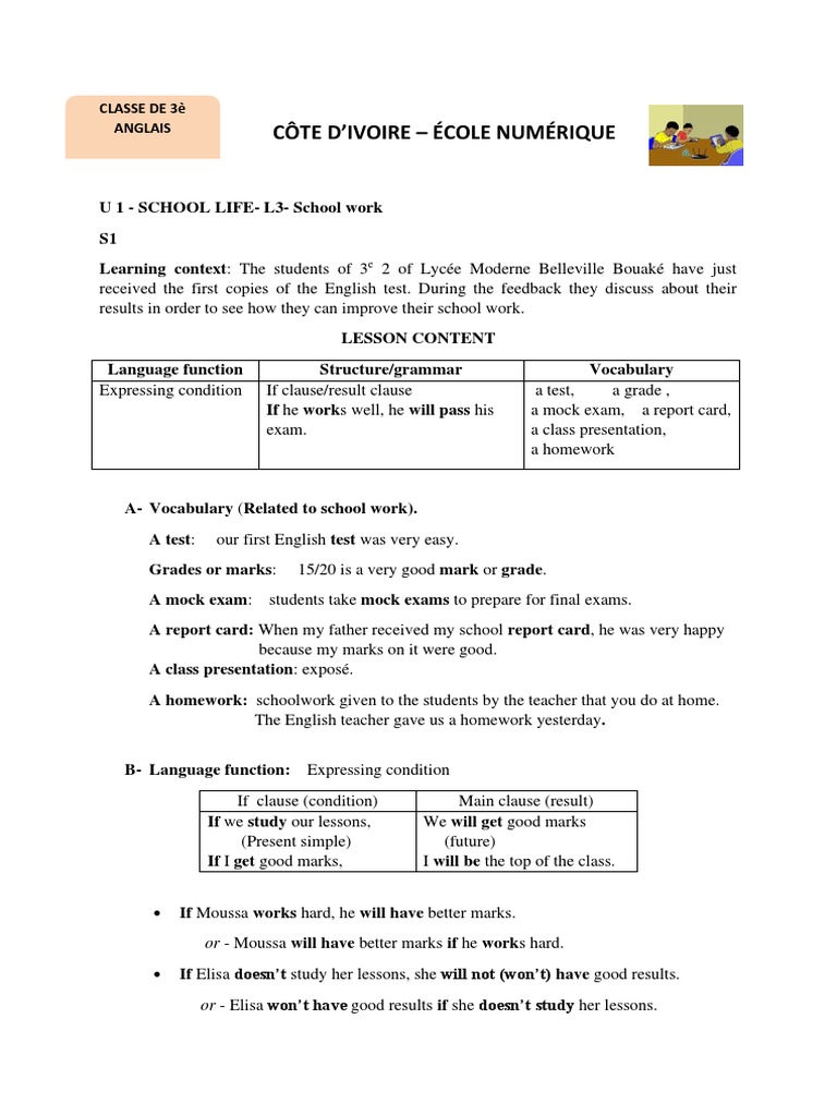 Unit 1 Lesson 3 Anglais | PDF | Test (Assessment) | English Language
