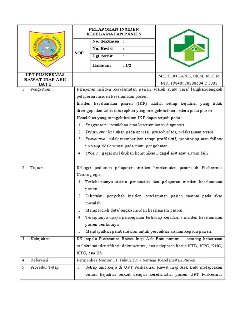 Prosedur Pelaporan Insiden Keselamatan Pasien | PDF | Teknologi & Rekayasa
