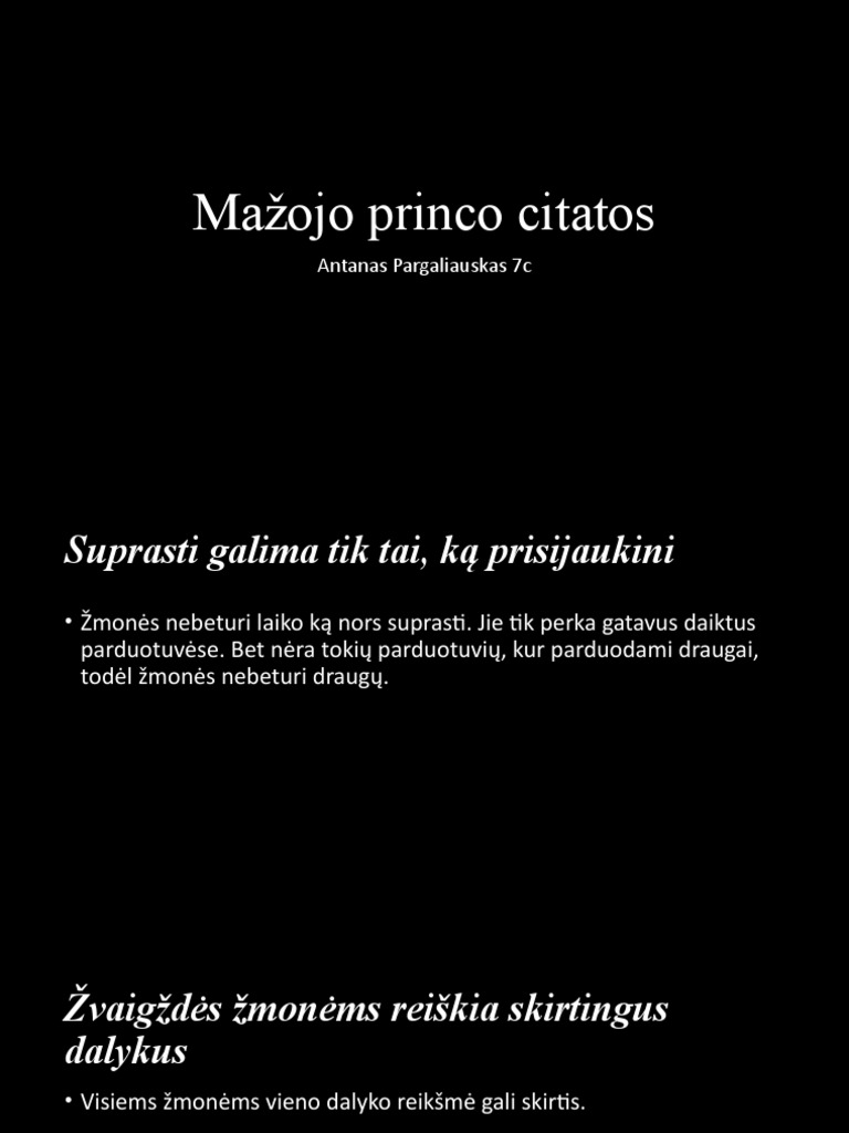 Mažojo Princo Citatos Antanas Pargaliauskas | PDF